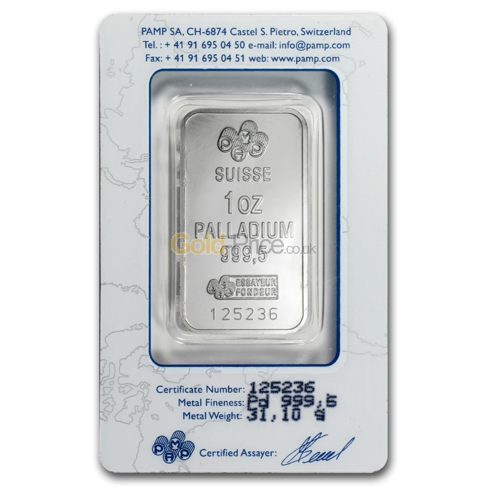 Palladium bar price comparison: Buy 1 ounce palladium
